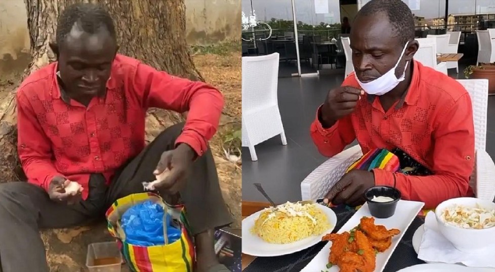 Man spotted eating ‘fufu and water’ receives kind treat from stranger