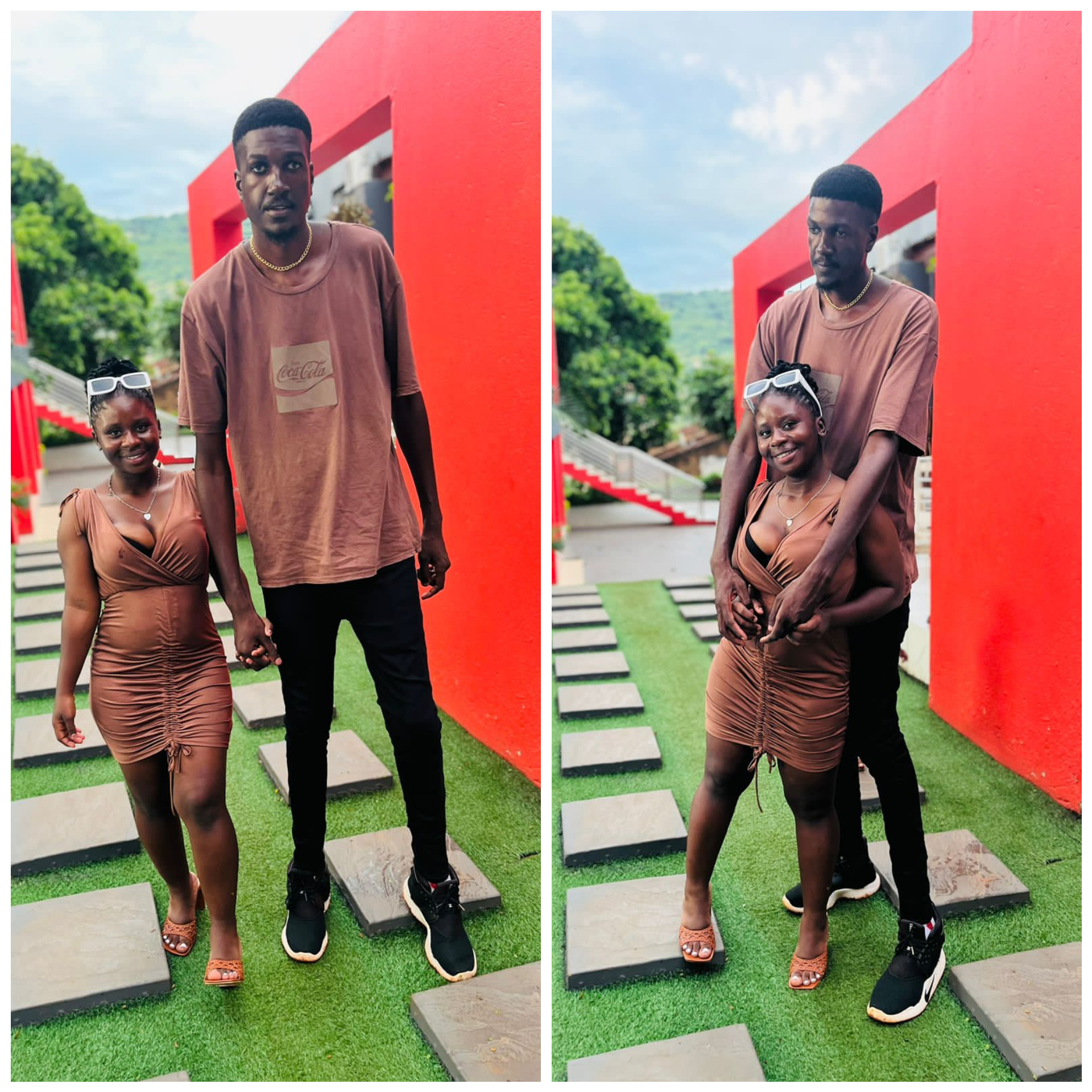 Tallest man in South Africa, Thabelo Glen Madiba and his girlfriend Pfunzo Mukwevho celebrate ...